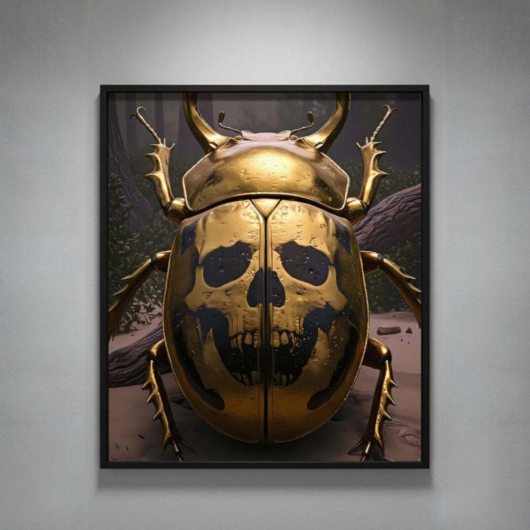 The Gold-bug Edgar Allan Poe Poster | Literary Cryptography Art | Skull ...