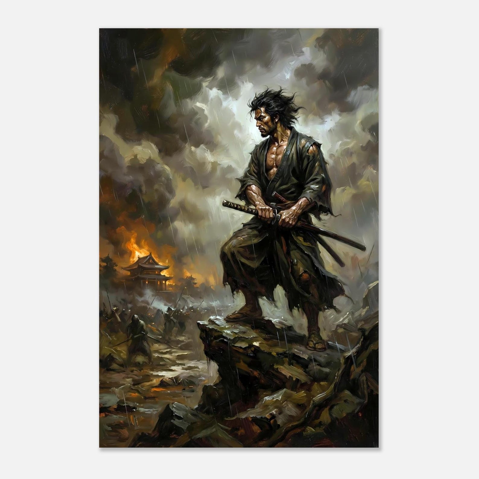 Lone Ronin Samurai Warrior Oil Painting Style Poster - Etsy