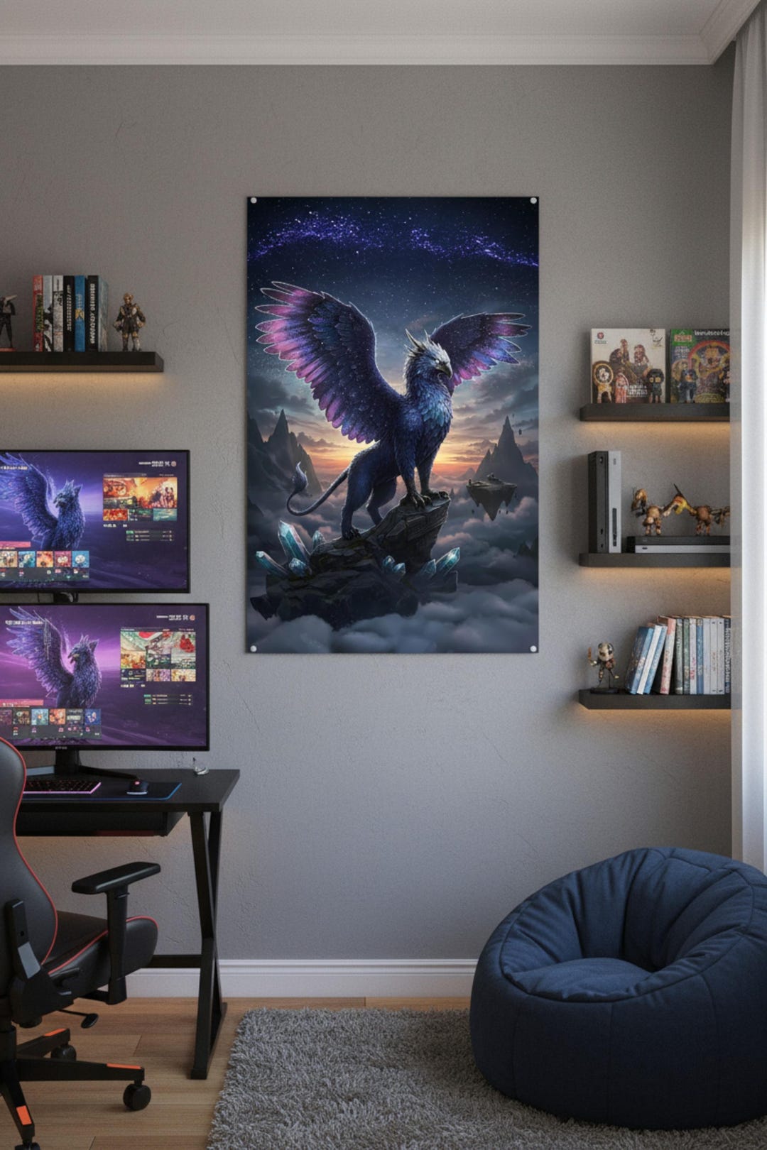 Griffon Galaxy Fantasy Poster | Celestial D&D Wall Art Print - Etsy