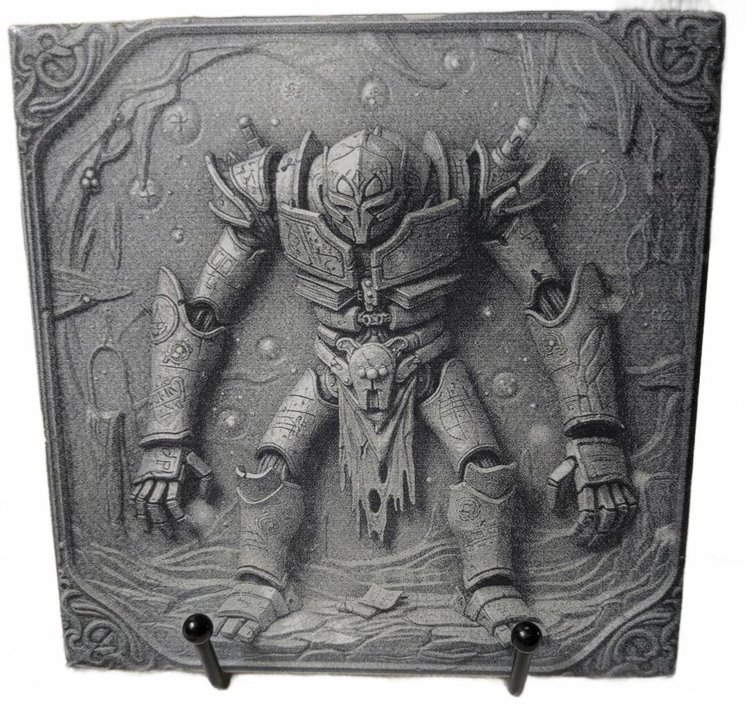 Laser Engraved 6" Ceramic Tile 3D Look Golem Warrior Knight Art Fabric ...