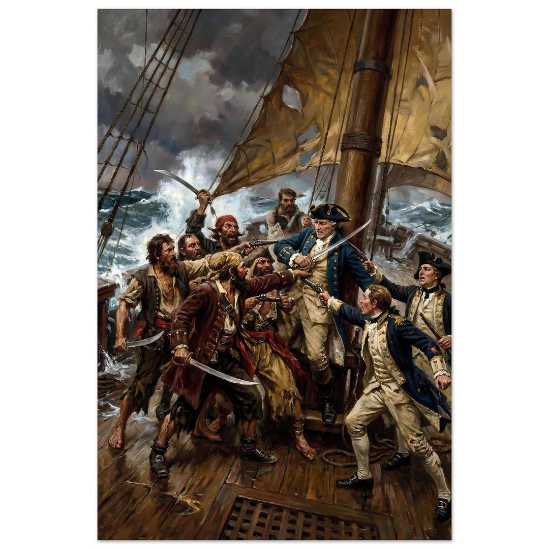 Pirate Mutiny Art Nautical Battle High Seas Adventure Poster - Etsy