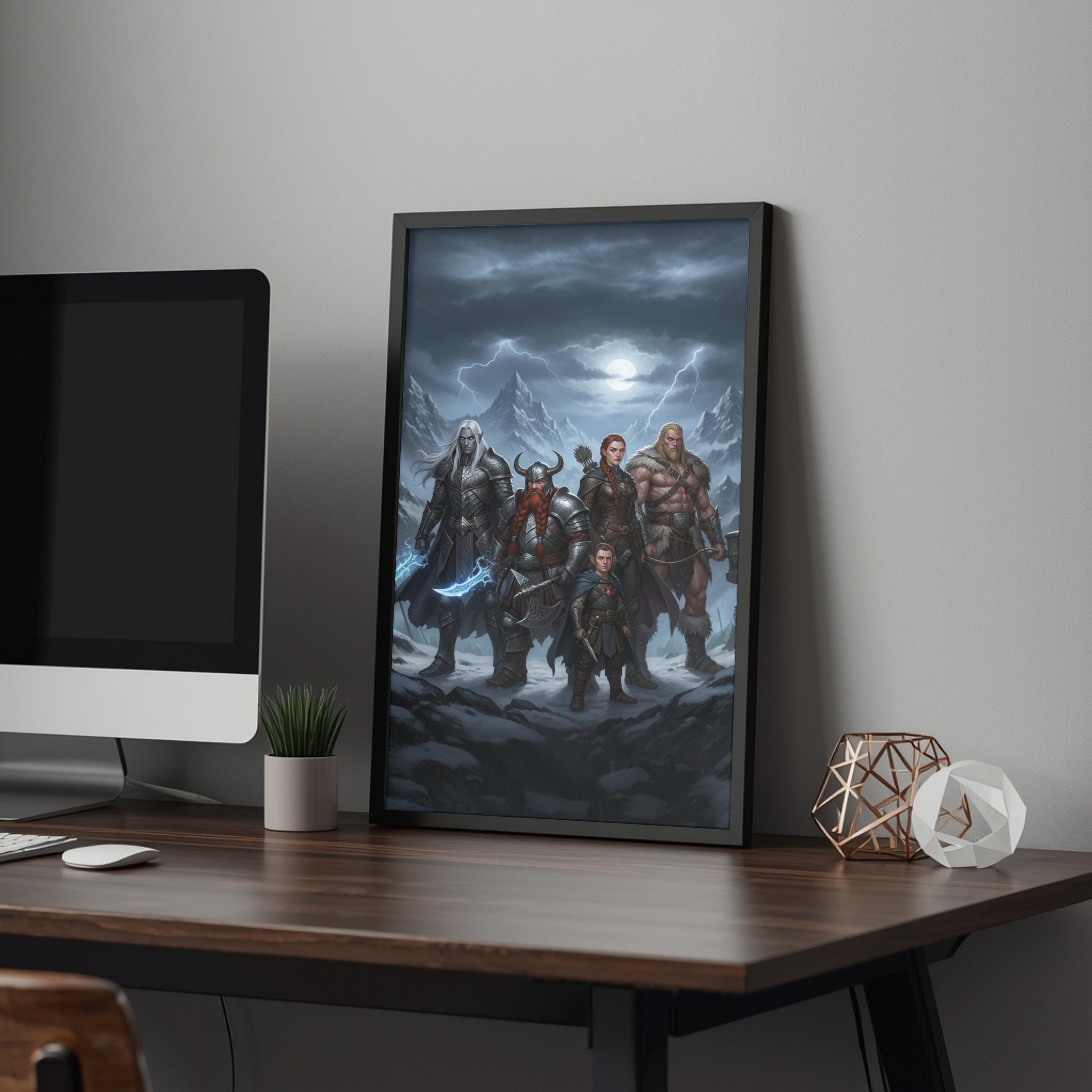 Drow Elf Fantasy Adventuring Party Poster | Dark Fantasy RPG Hero Group ...