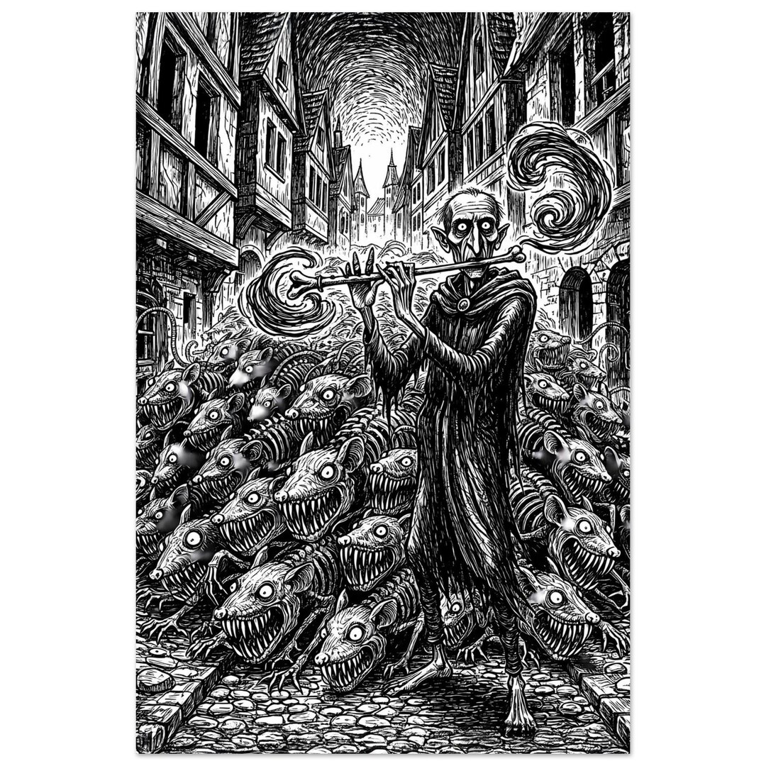 Pied Piper Woodcut Dark Folklore Print Gothic Horror Poster - Etsy