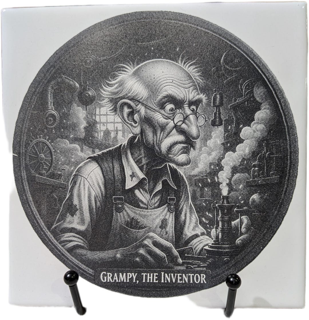 6" Laser Engraved Ceramic Tile Betty Boop Grampy the Inventor - Etsy