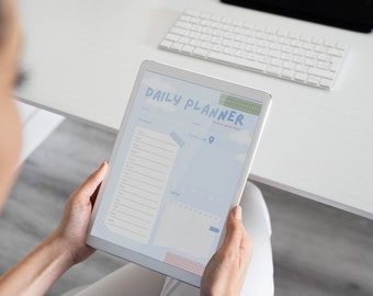 Blue Digital Daily Planner Template - Etsy