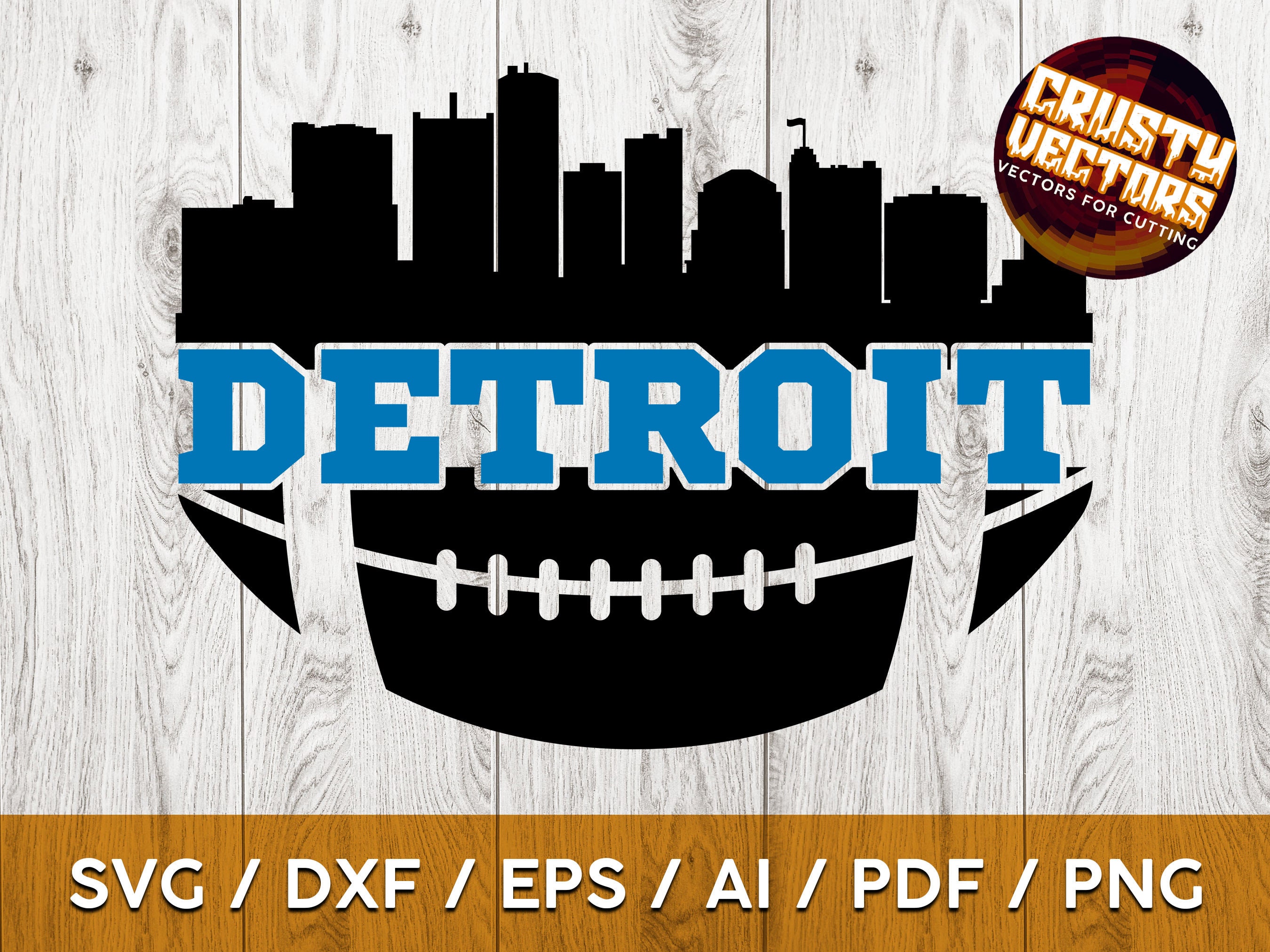Detroit Football Inspired Design Fan Art With Skyline for Printing ...