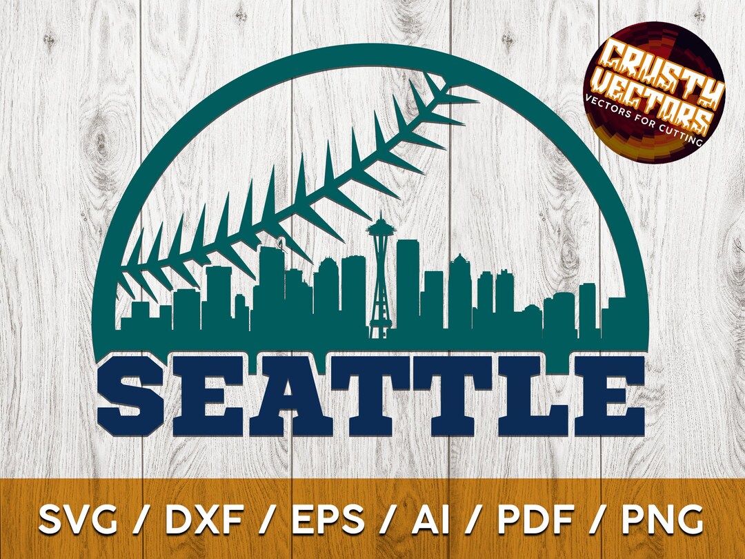 Seattle Inspired Baseball Ball and City Skyline for Printing and ...
