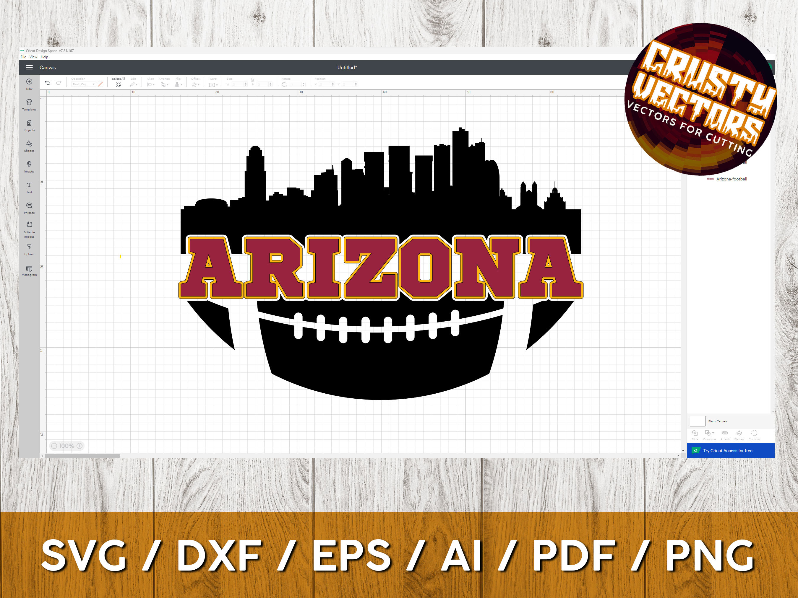Arizona Football Design With Skyline, Perfect for Printing, Cutting and ...