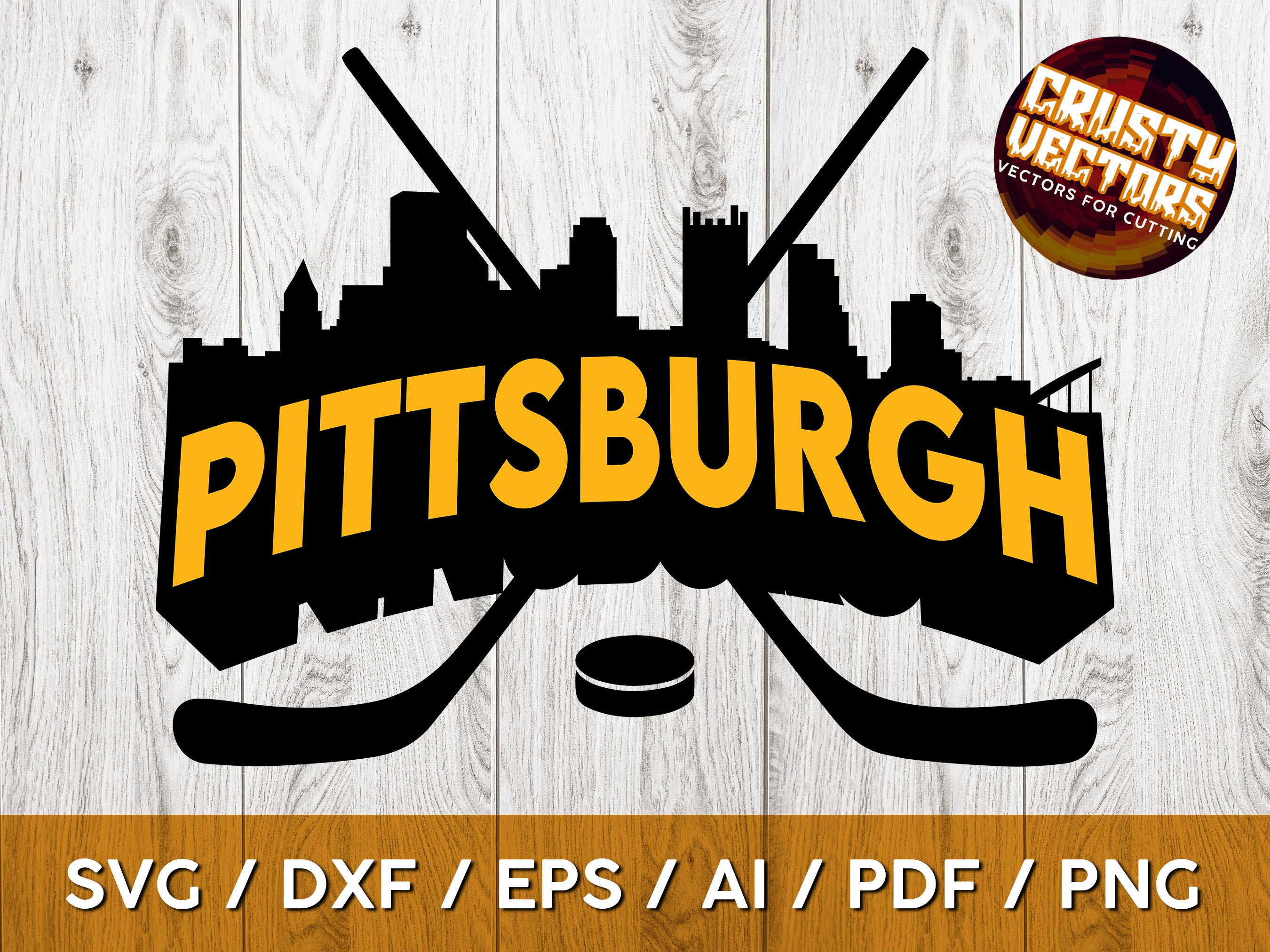 Pittsburgh Skyline Hockey Sticks and Puck for Cutting & SVG - Etsy