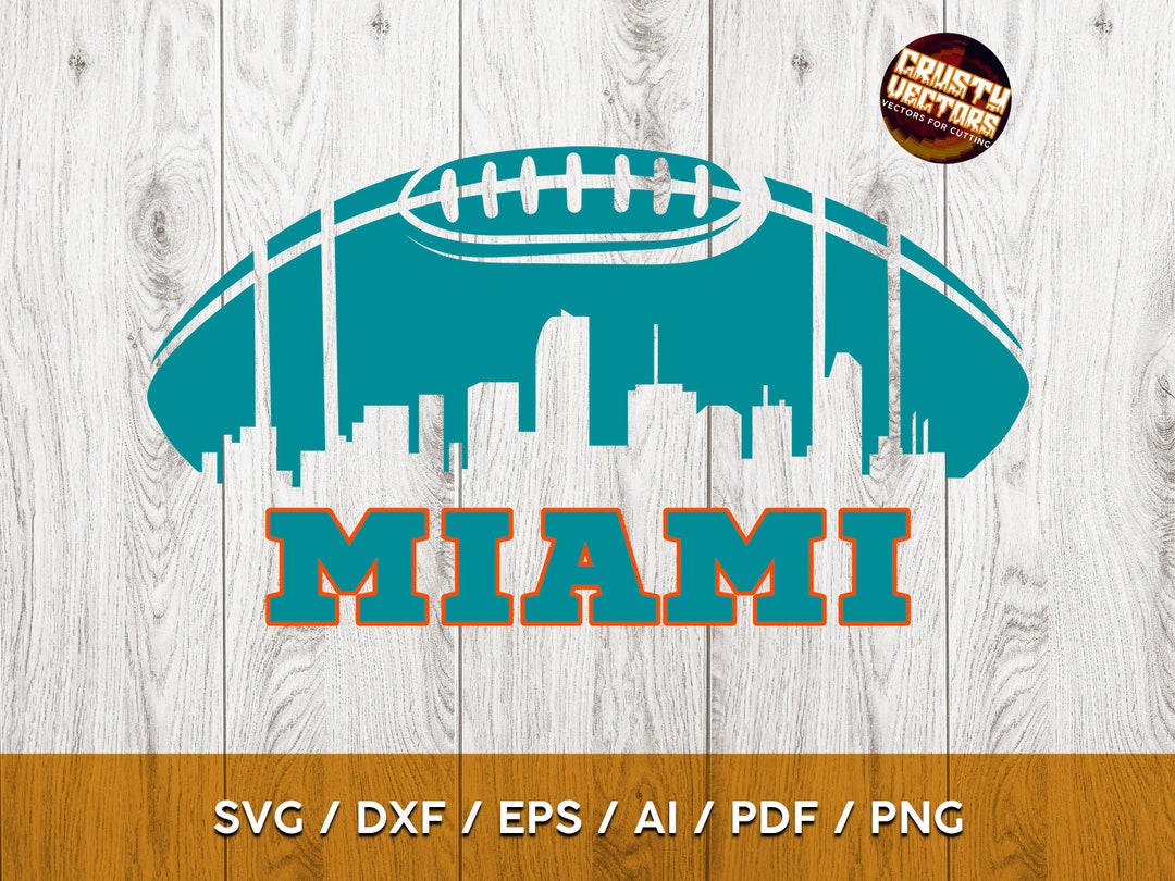 Miami Football Inspired Design With Skyline for Printing, Cutting and ...