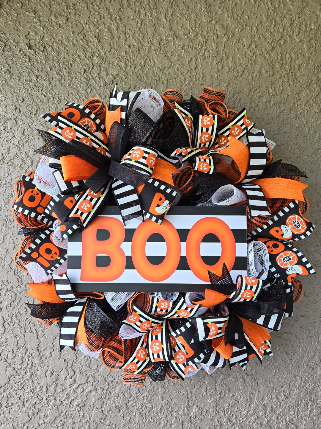 BOO Halloween Wreath, Halloween Wreath for Front Door, Halloween, BOO ...