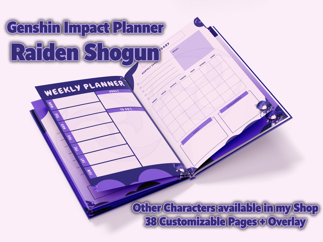 Genshin Impact Raiden Shogun Planner, Notebook-38 Pages for Goodnotes ...