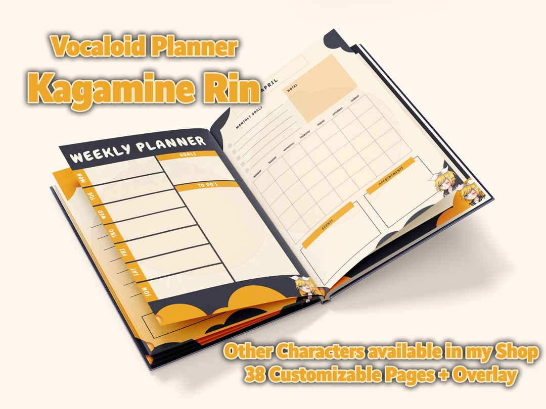 Vocaloid Kagamine Rin Planner,notebook-38 Pages for Goodnotes, iPad or ...