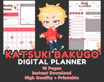 Boku No Hero Academia Digital Planner - Katsuki Bakugo / Kacchan Design ...