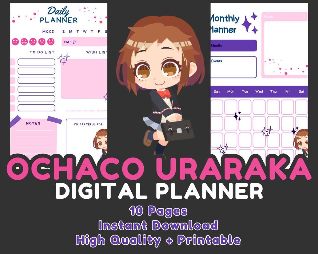 Boku No Hero Academia Digital Planner - Ochaco Uraraka Design | My Hero ...