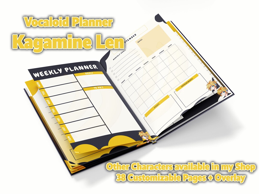 Vocaloid Kagamine Len Planner,notebook-38 Pages for Goodnotes, iPad or ...