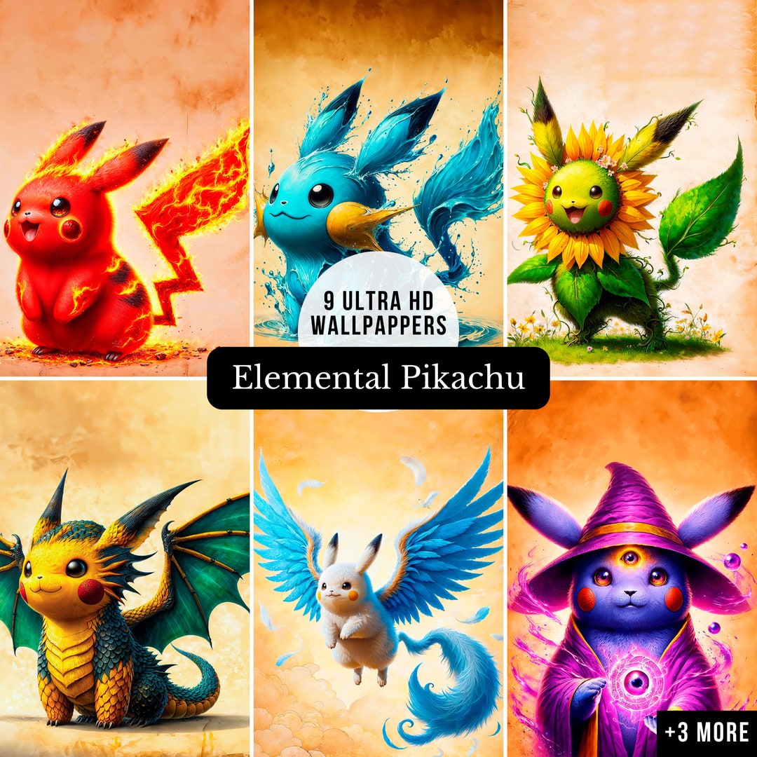 Pack of 9 Elemental Pikachu Wallpaper Ultra HD, Wallpaper, Pokemon ...