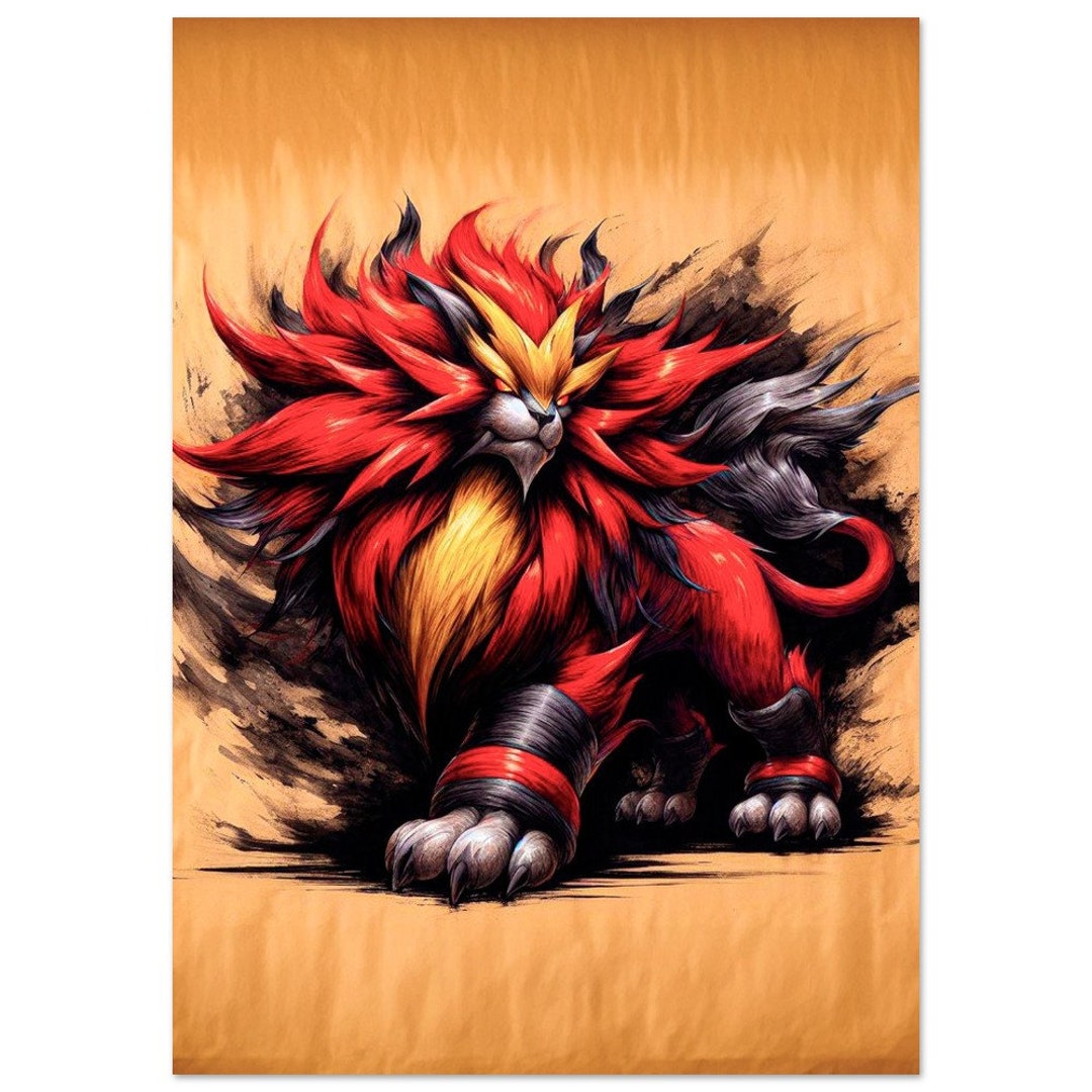 Entei Pokemon Poster on Premium Matte Paper 200g Decoration Manga Anime ...