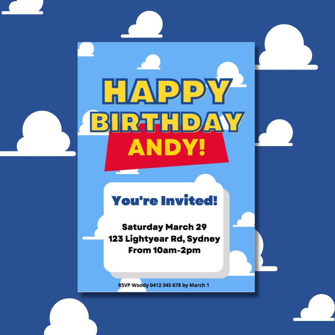 Toy Story Inspired Birthday Party Invitations, Template, Downloadable ...