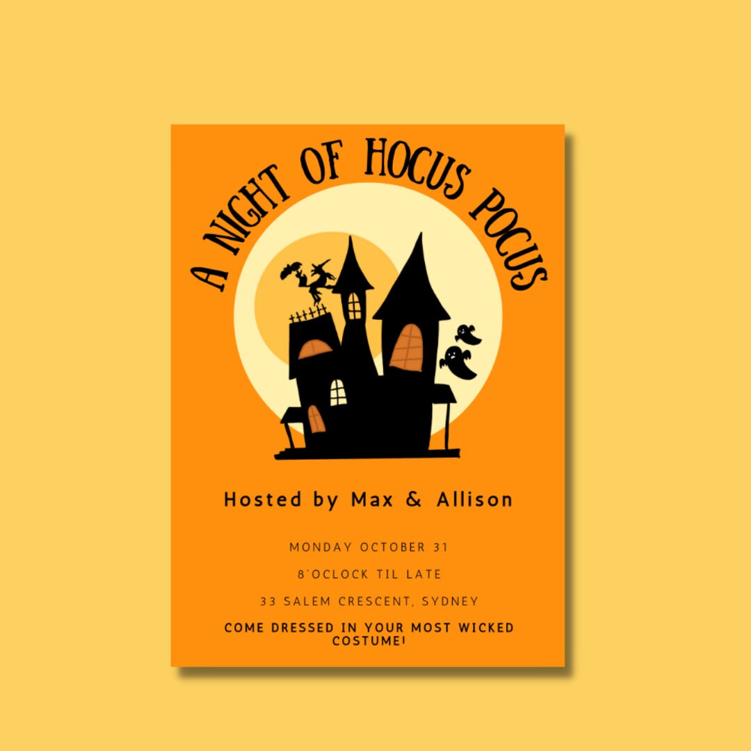Hocus Pocus Halloween Party Invitations, Template, Downloadable Invite ...