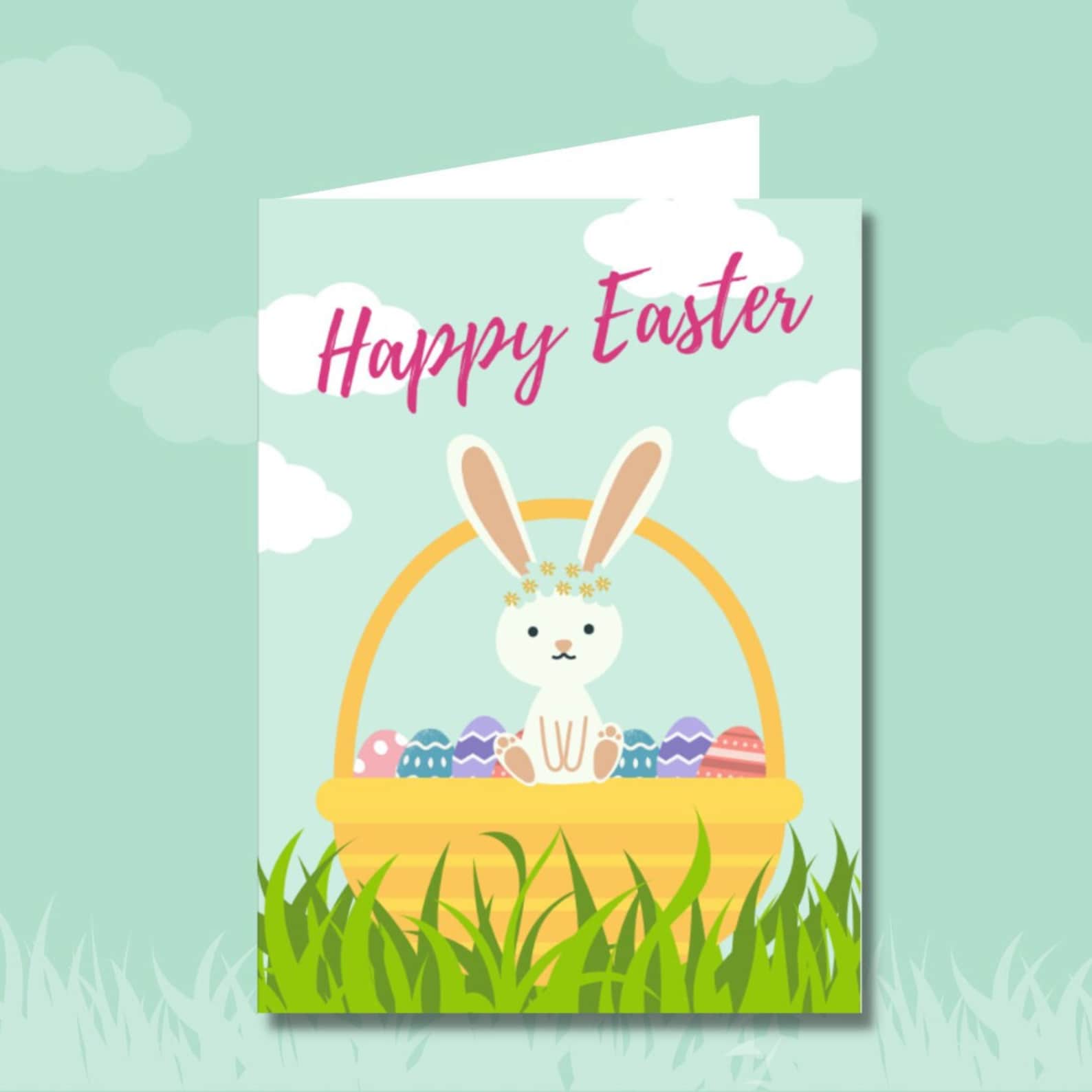 Easter Bunny Card Template, Downloadable, Printable - Etsy