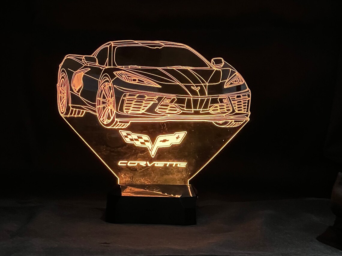 C8 Corvette 3D LED Color Changing Desk Lamp, Night Light, Man Cave ...