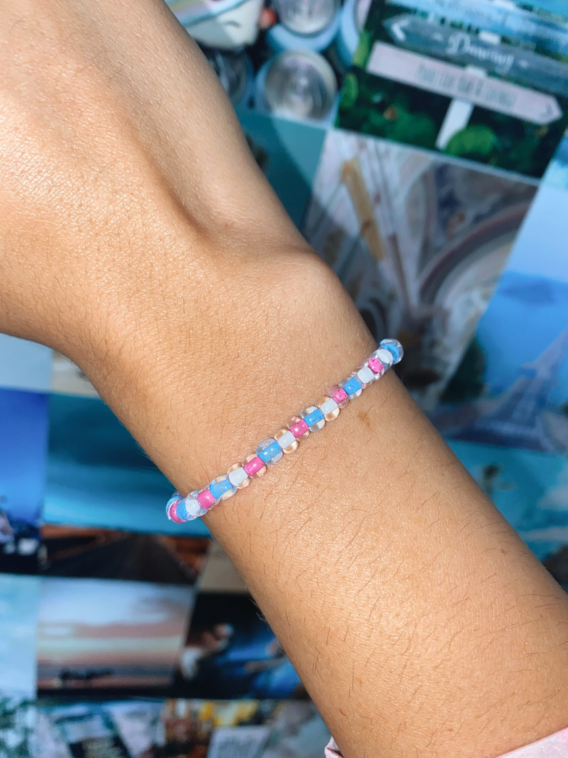 Pink and Blue Bracelet Stack - Etsy