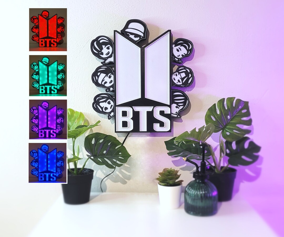 BTS Chibi LED Wall Décor Hand Made Gift 3D Printed - Etsy