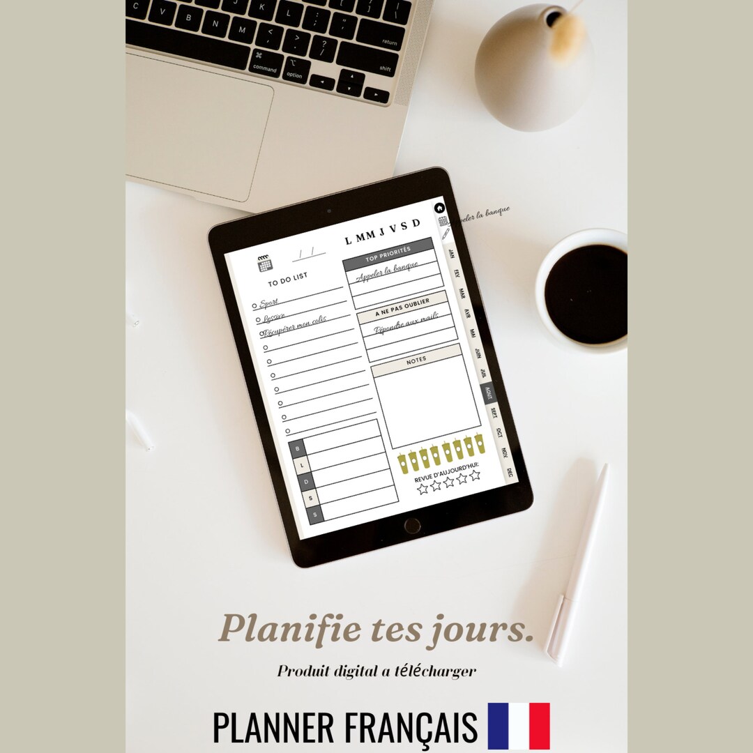 UNDATED French Digital Planner, Hyperlinked Digital Planner for ...