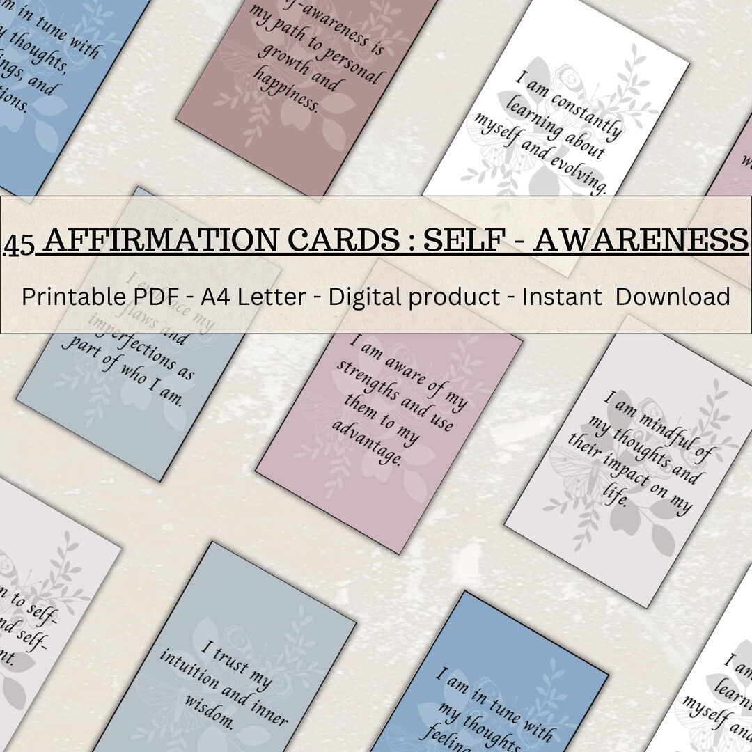 45 Affirmation Cards for Self Awareness / Digital - Etsy
