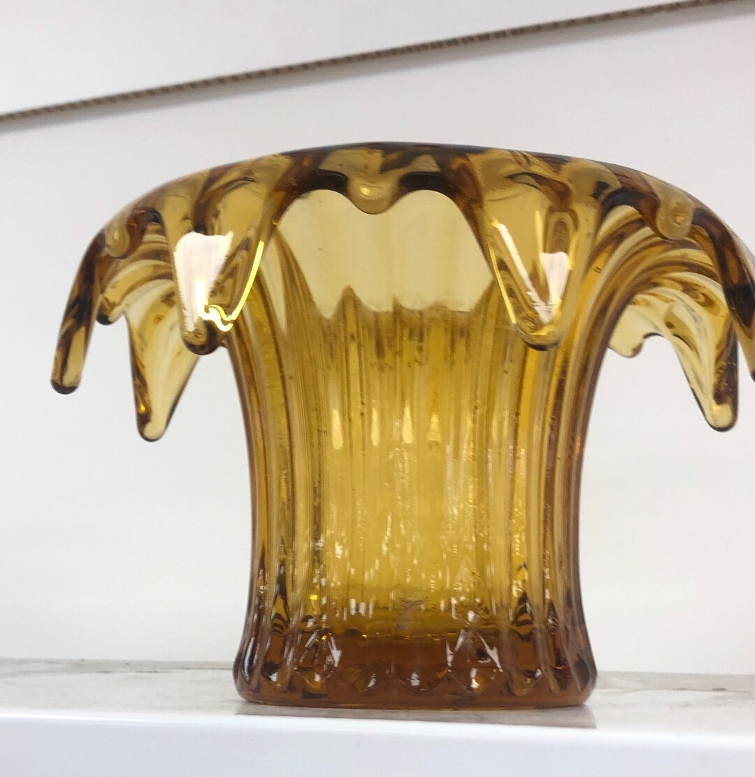 Stunning Sowerby Amber Glass Vase Iris Pressed Artdeco 1930 - Etsy