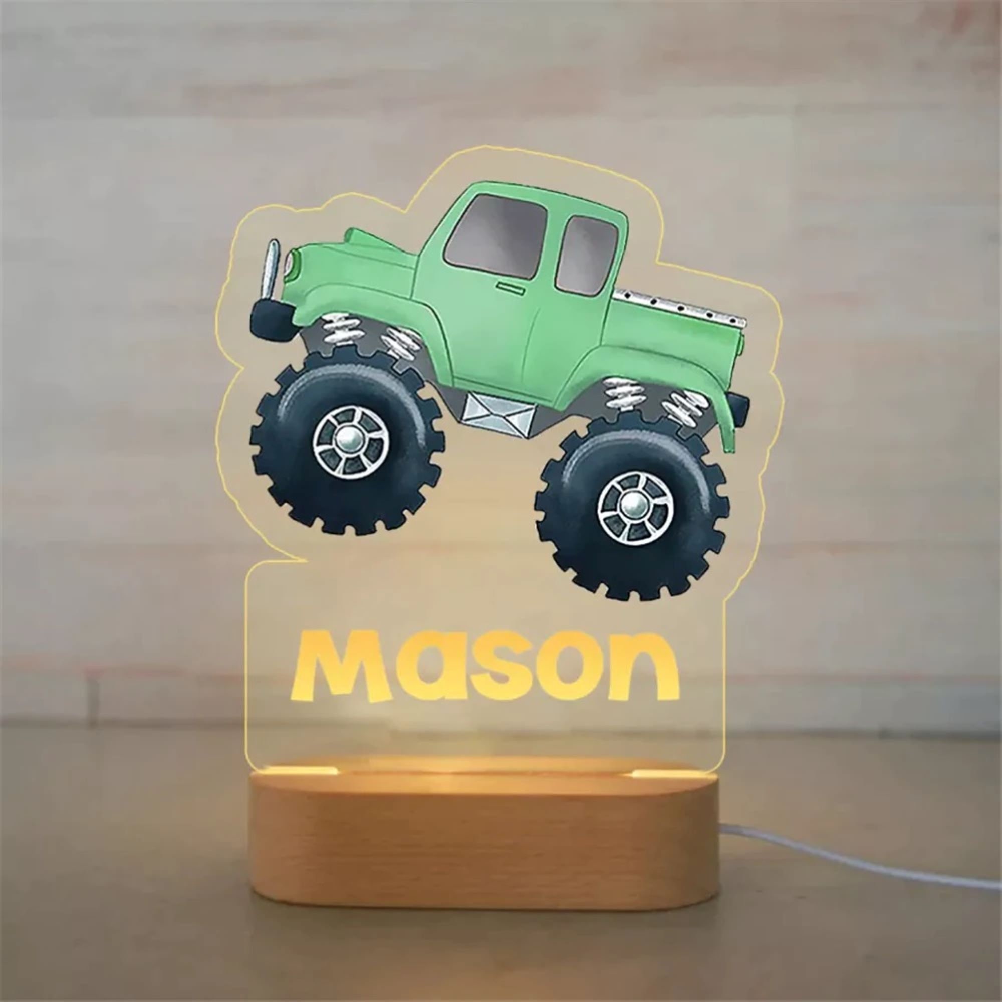 Custom LED Lights Engineering Vehicle Car Nightlights Personalized Baby ...