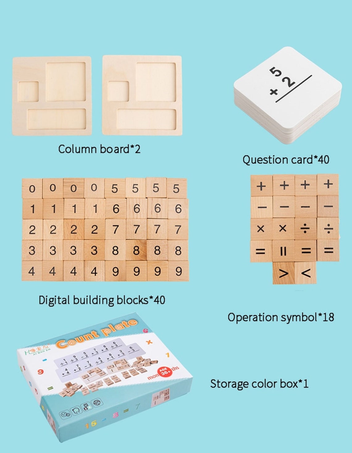Montessori Math Board: Wooden Number Blocks, Early Learning Toy - Etsy