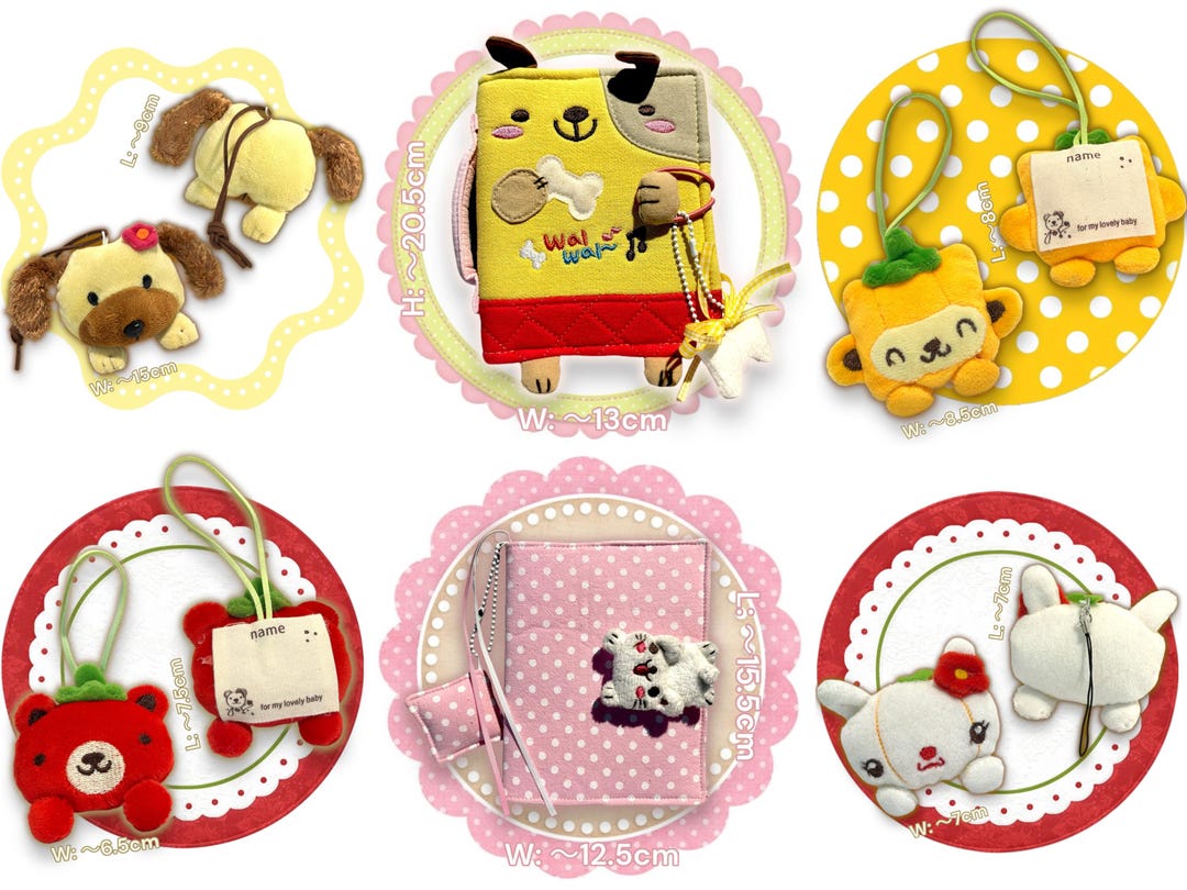 Vintage Zakka DIY Style Notebook & Plushie Keychain Accessories (kawaii/polka Dot/heisei Retro ...