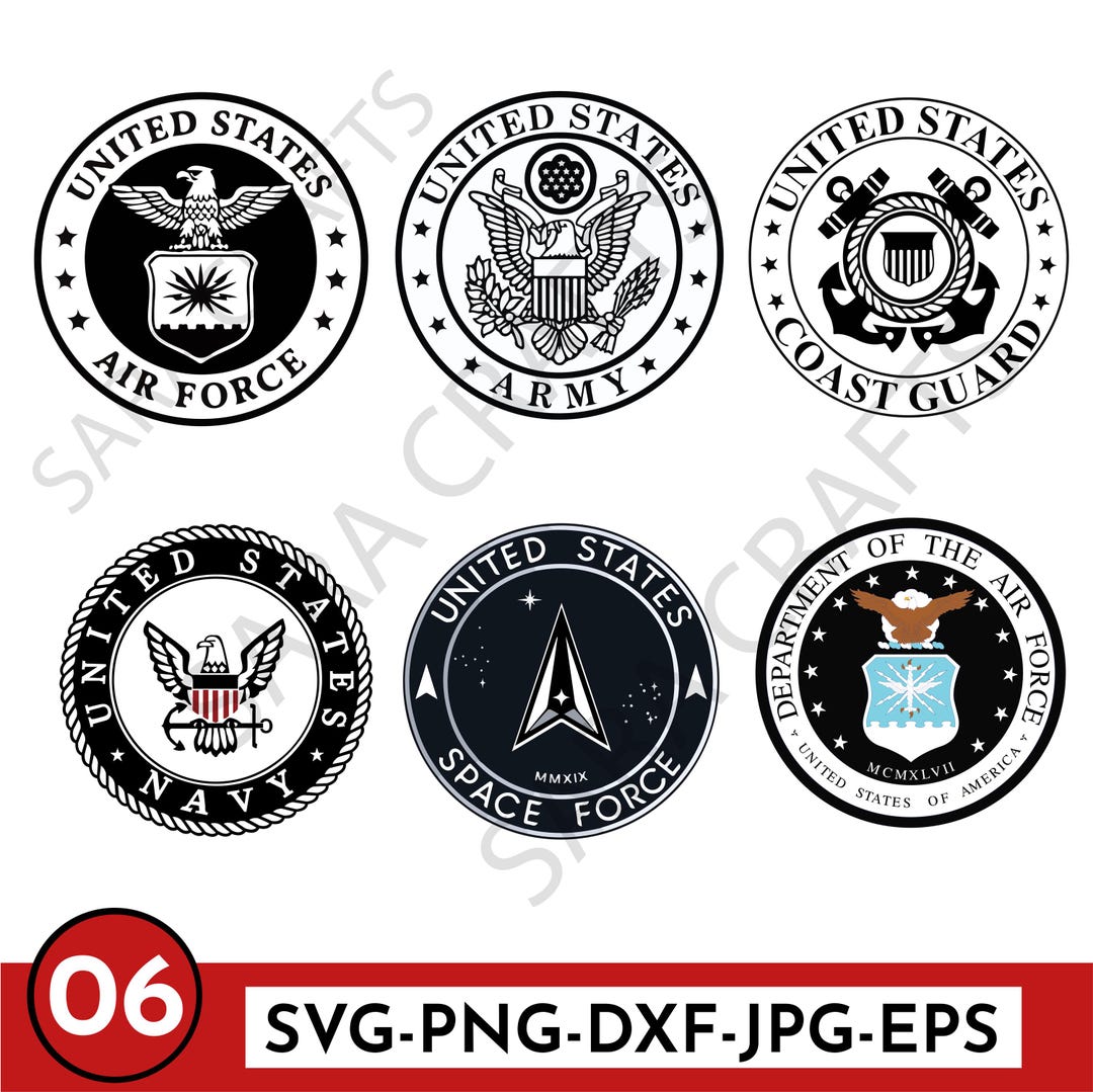 US Military Logo SVG Png Bundle, Army Svg, Navy Svg, Air Force, Coast ...