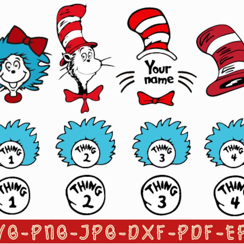 Thing 1 Thing 2 Thing 3 Svg - Etsy