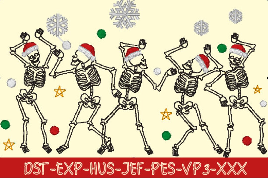 Dancing Skeletons Embroidery, Skeleton Embroidery Design, Skeleton ...