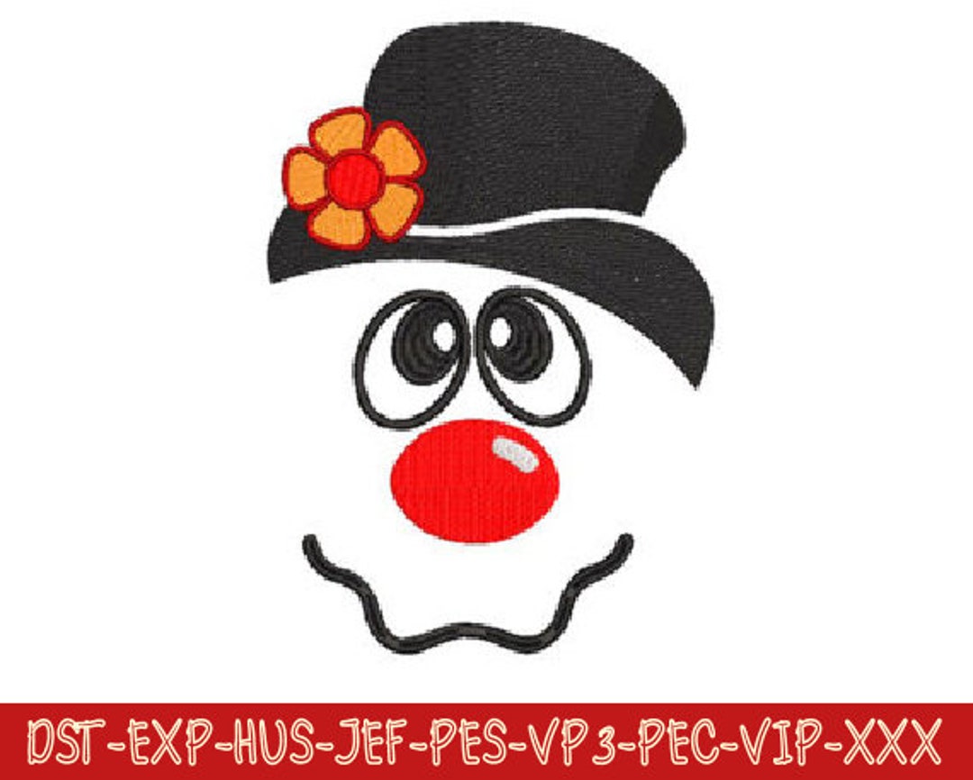 Snowman Face Machine Embroidery Design, Snowman Embroidery, Cute ...