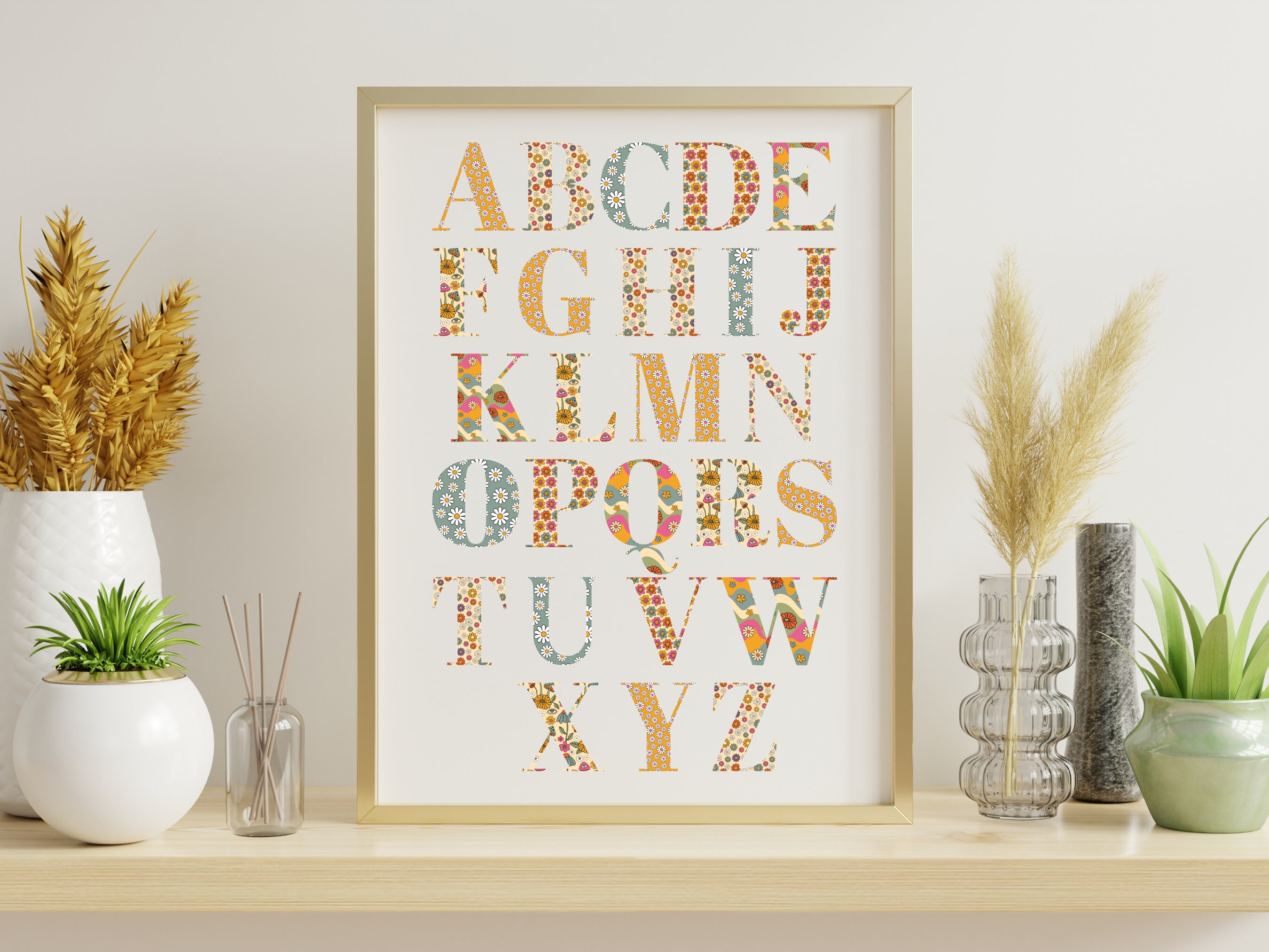 Retro Alphabet Wall Art | Printable Poster | Nursery Art Digital ...
