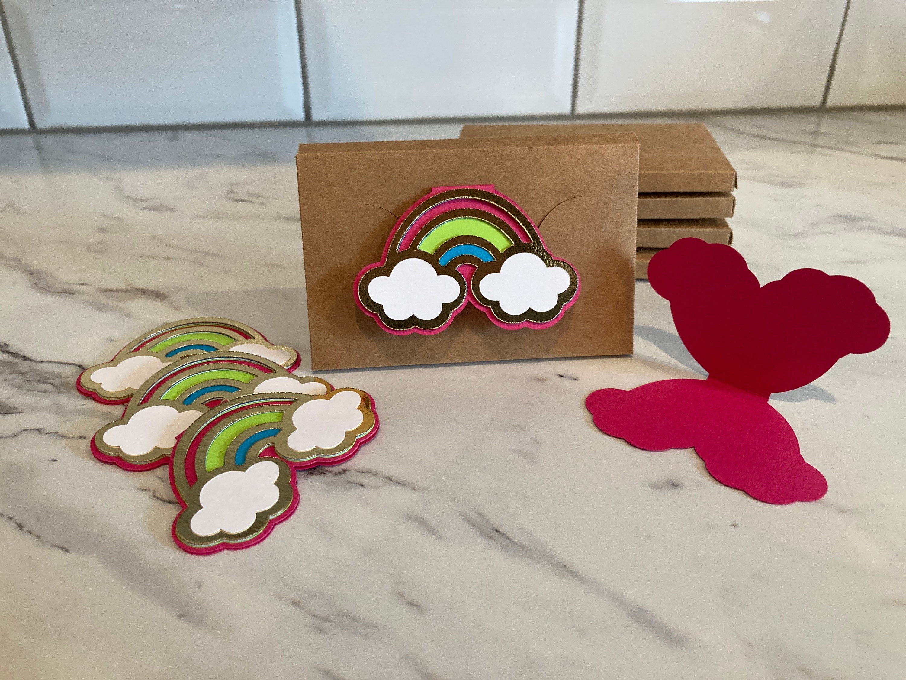 Mini Blank Cards, Set of 5, Rainbow Card, Pizza Card, Flower Card ...