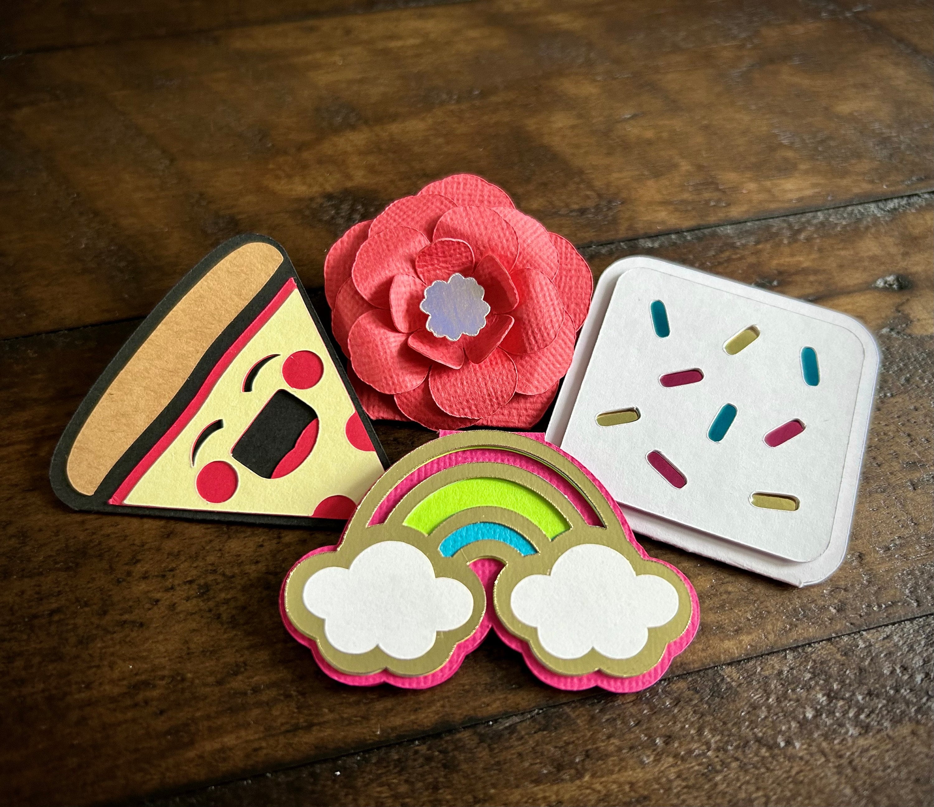 Mini Blank Cards, Set of 5, Rainbow Card, Pizza Card, Flower Card ...