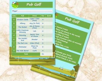 Custom Bar/pub Golf digital Download Scorecard - Etsy