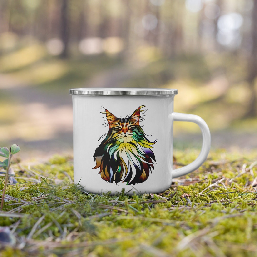 Maine Coon Cat Enamel Camper Mug Enamel Mug for Cat Lovers - Etsy