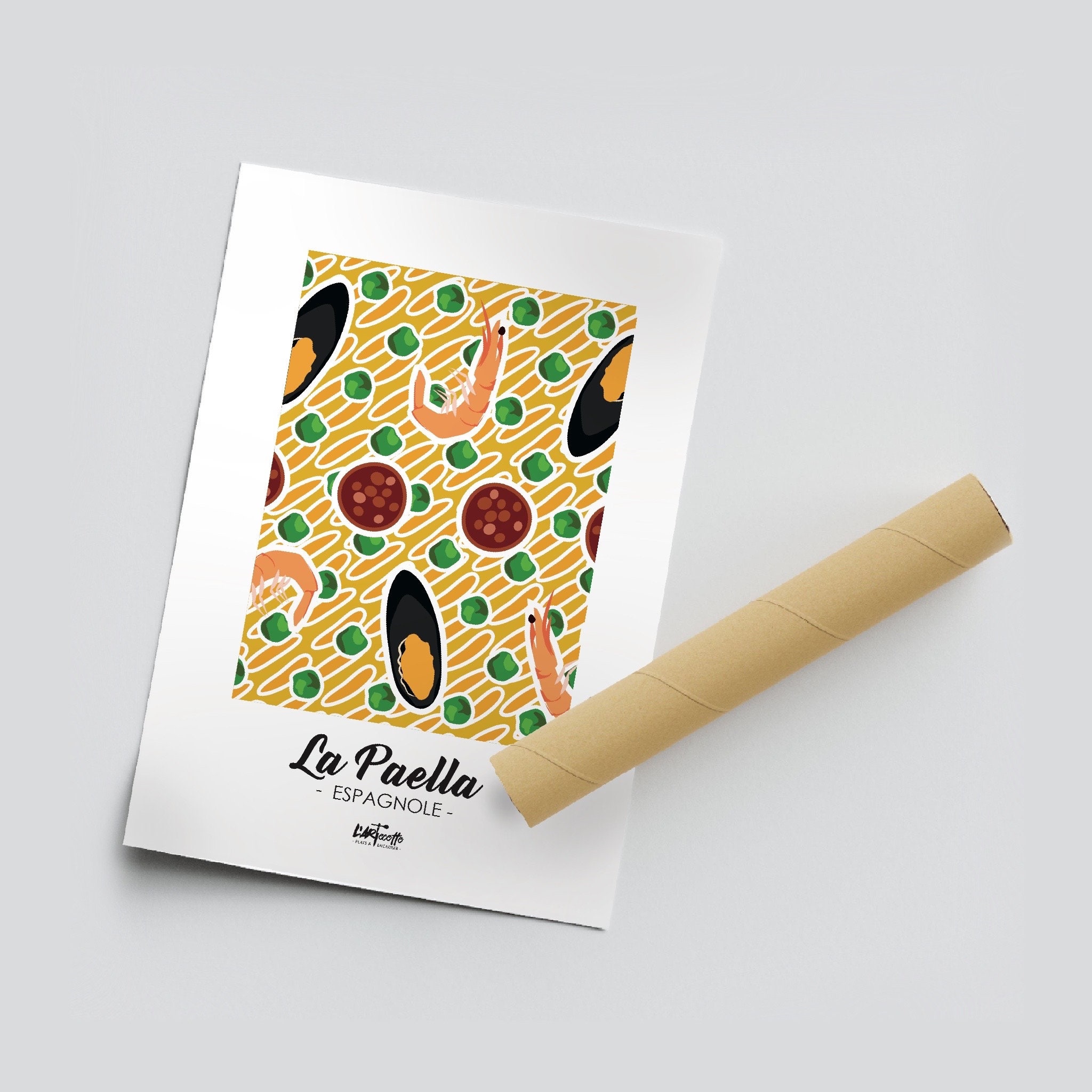 Spanish Paella Poster - Gourmet Poster - Europe - A3 - A4 - Postcard ...