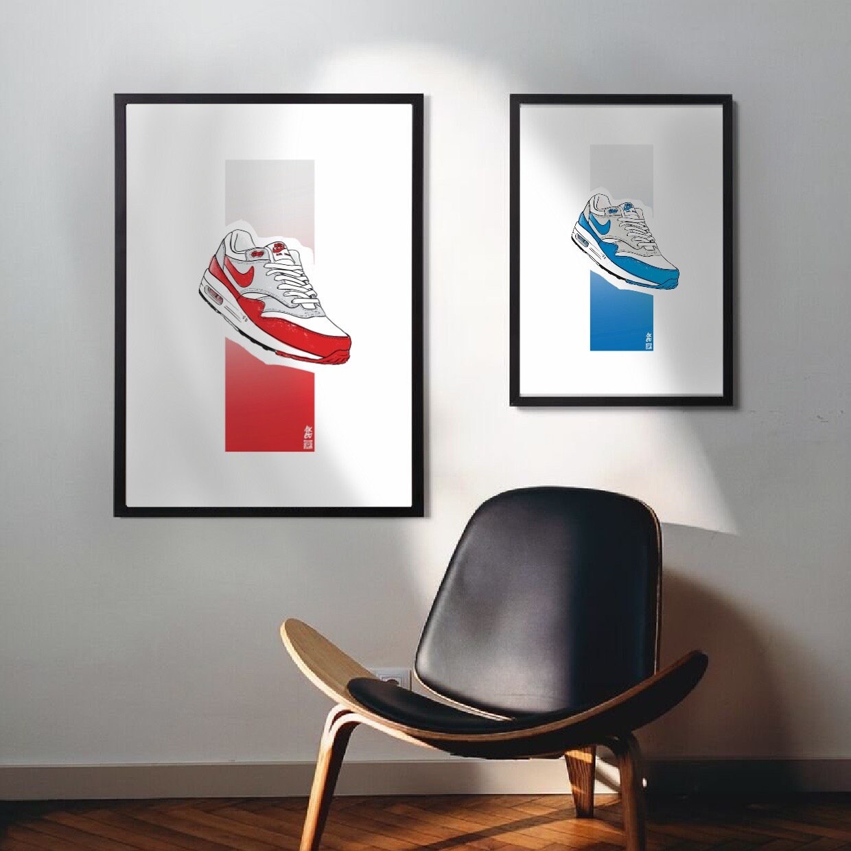 Poster Air Max 1 OG Red AM1 Illustration Digital A3 A4 Postcard ...