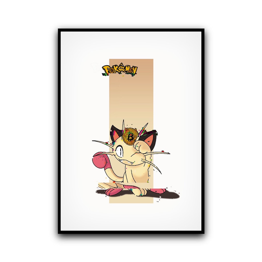 Pokemon Poster - Meowth Poster - Cryptocurrency - Home Decor ...