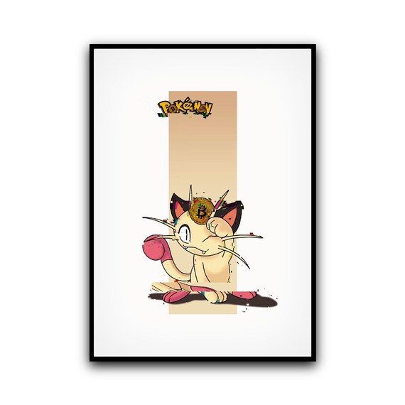 Pokemon Poster Meow Poster Cryptocurrency Interior - Etsy