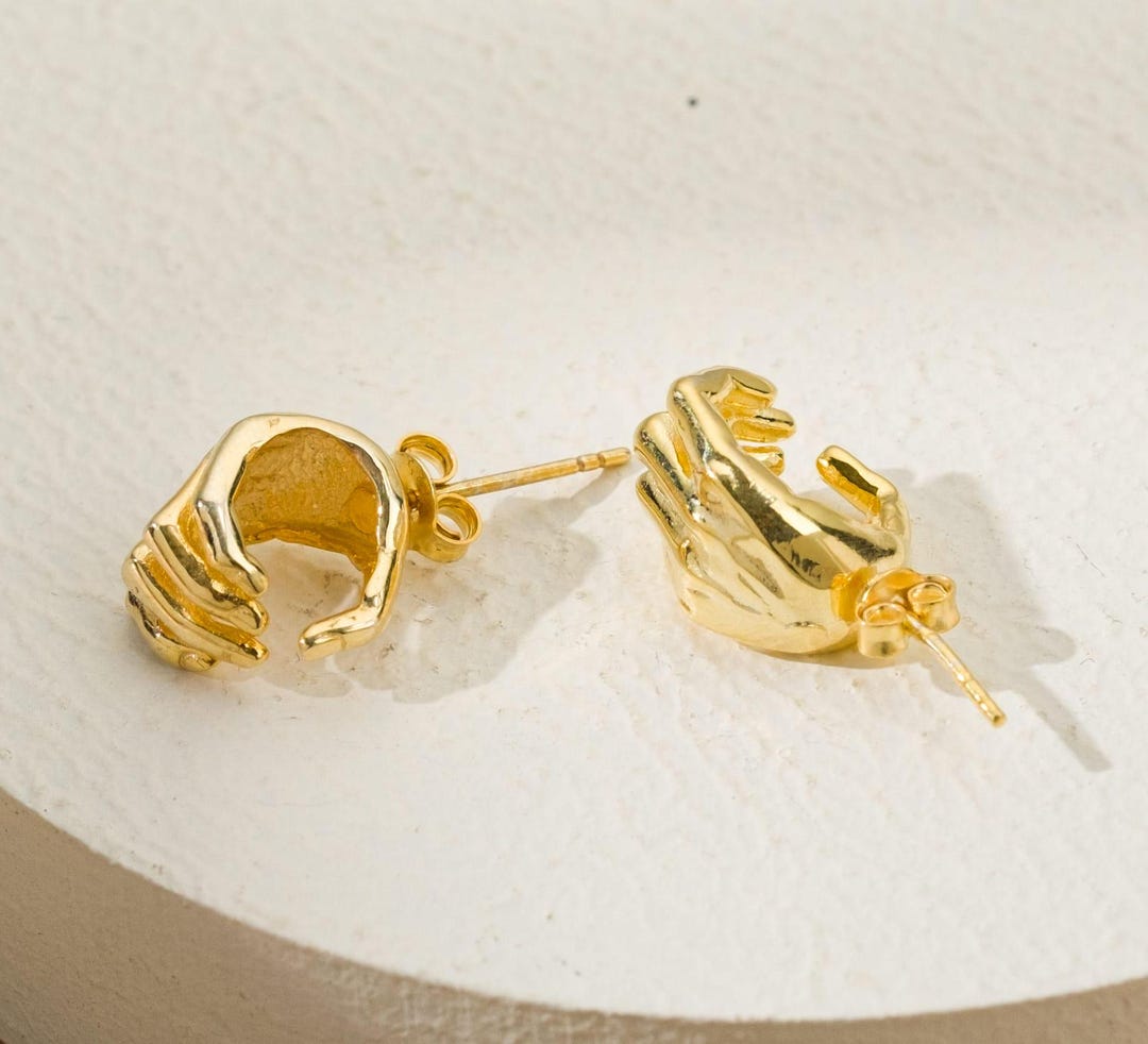 925 Silver Dainty Airpods Holder Earrings,minimalist Hand Stud Earrings ...