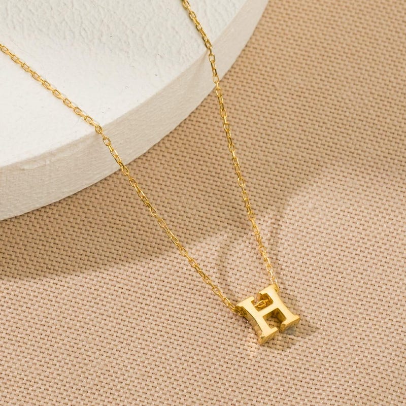 Gold H Necklace - Etsy