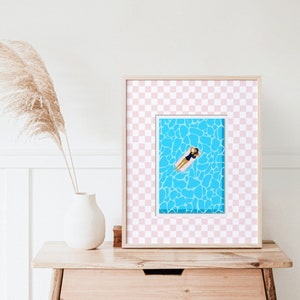 Swimming Pool Print Pink Pool Poster Pool Float Art Boho Digital Art ...